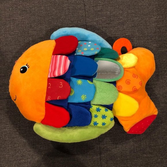 Toys | Baby Orange Soft Flip Tummy Time Sensory Fish Toy With Taggies ...